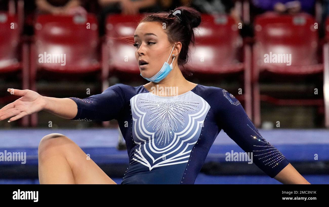 California gymnast Milan Clausi competes against Arizona State during ...
