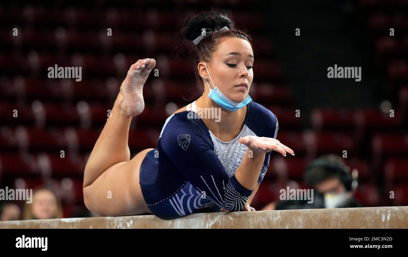 California gymnast Milan Clausi competes against Arizona State during ...