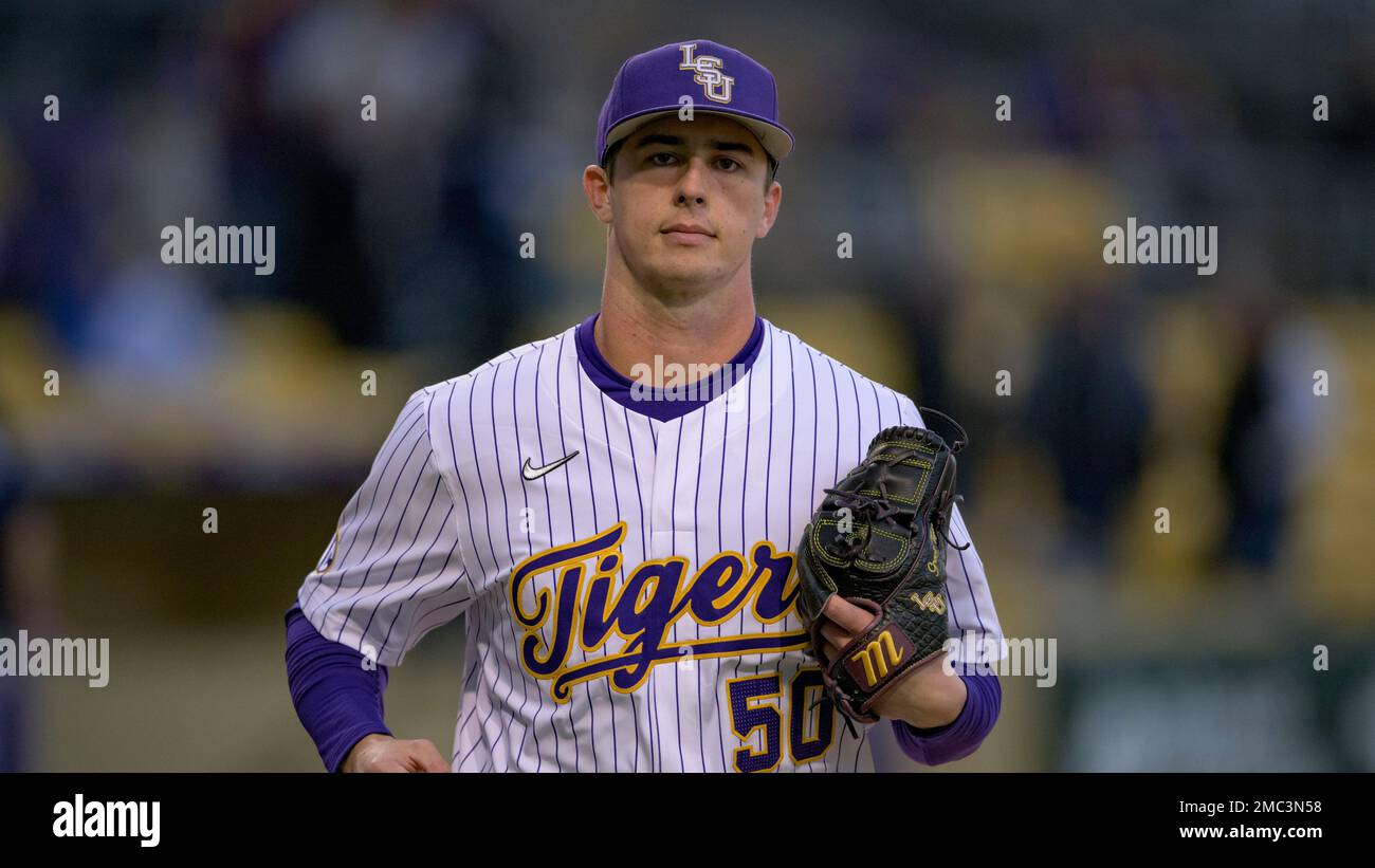 LSU pitcher Grant Taylor (50) runs during an NCAA baseball game against ...