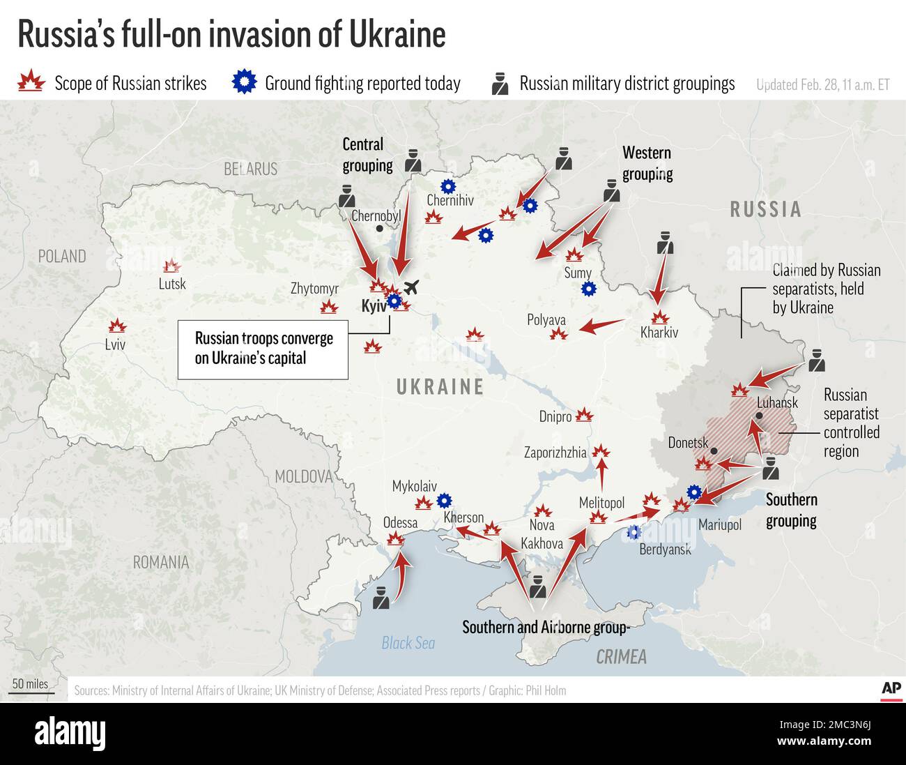 The following map shows the locations of known Russian military strikes ...