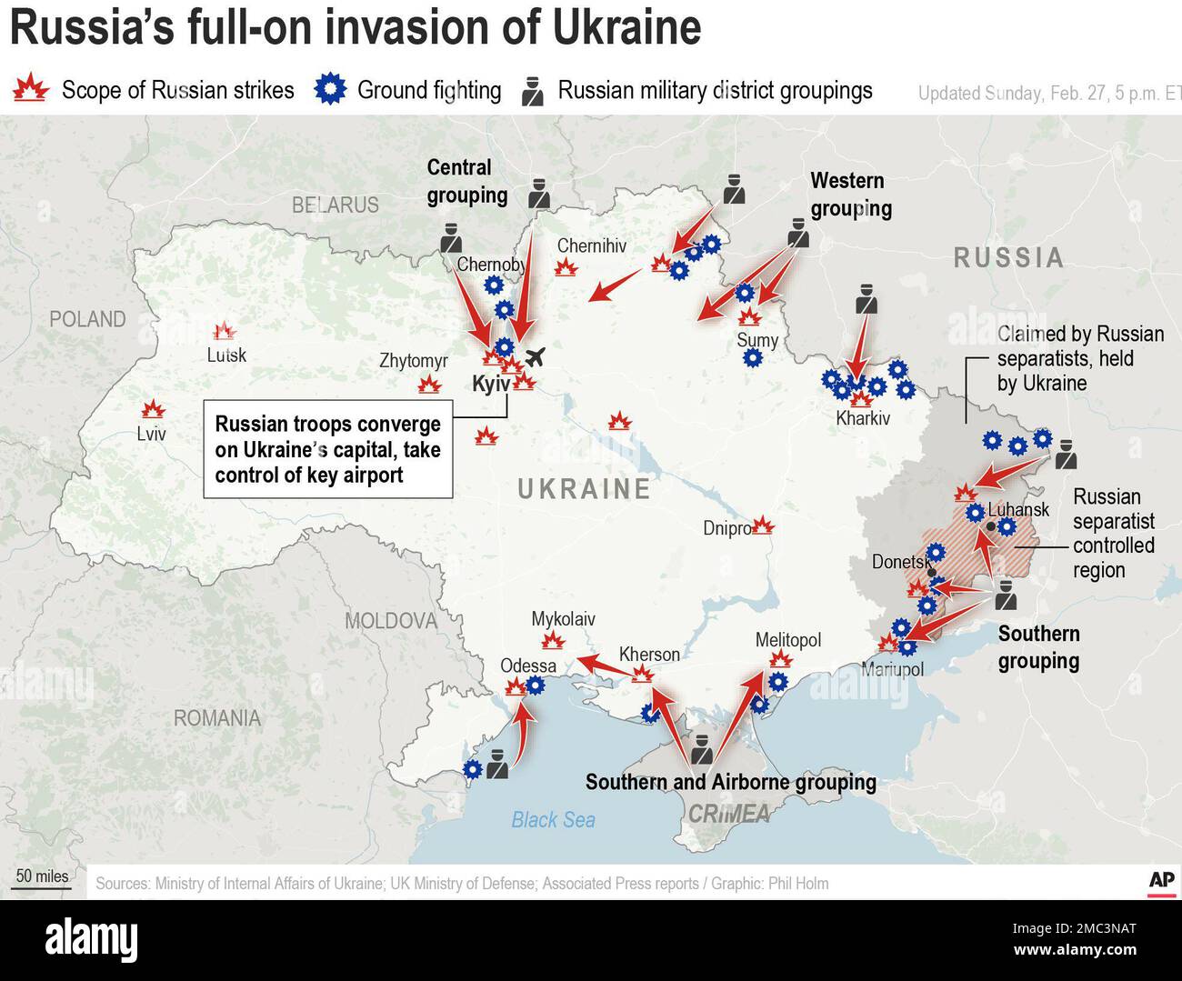 The following map shows the locations of known Russian military strikes ...