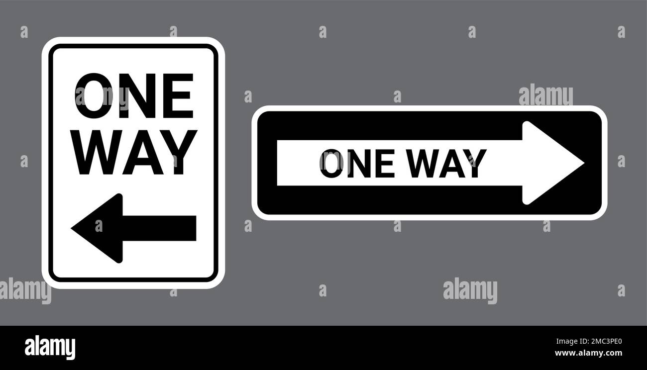 One way road sign. Traffic direction vector arrow board one way sign ...