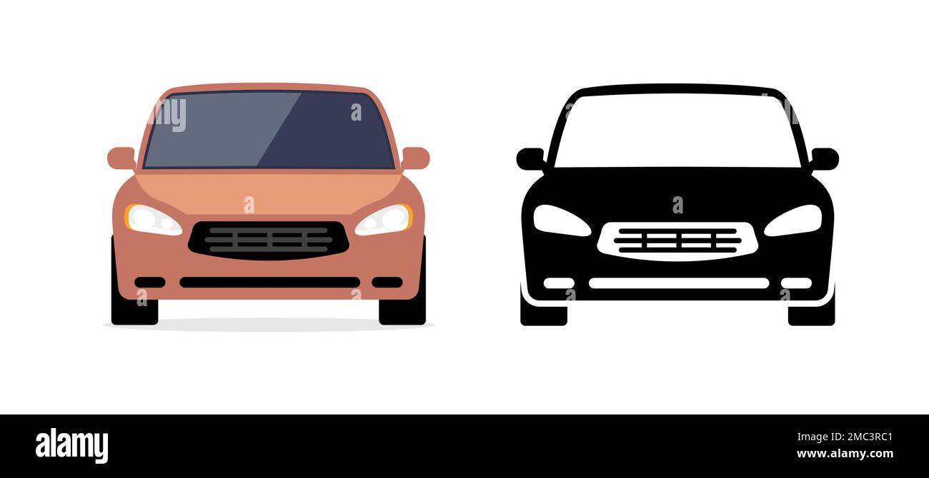 Car front view vector flat icon. Car parking cartoon front design shape ...