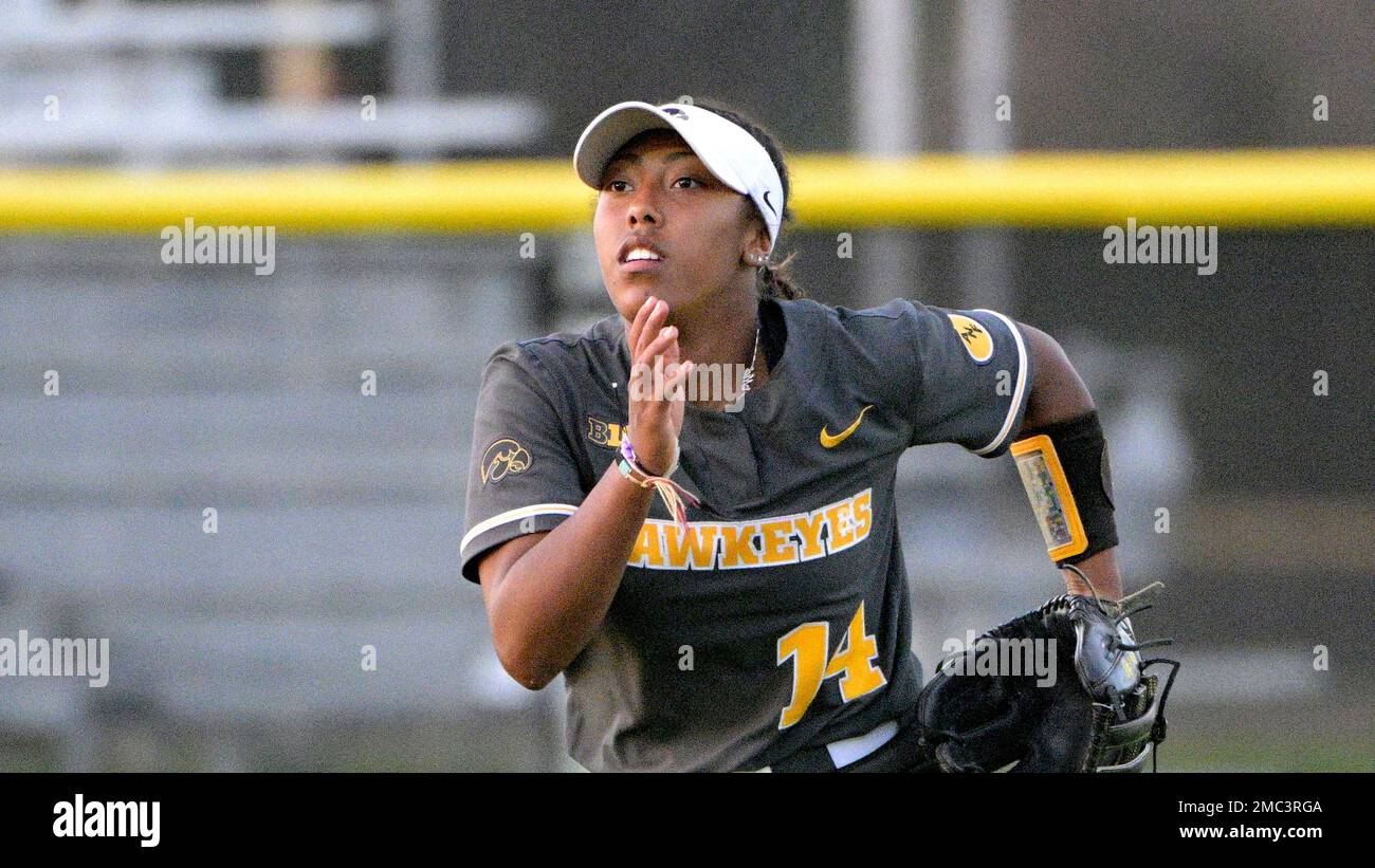 Iowa outfielder Nia Carter (14) during an NCAA softball game against ...