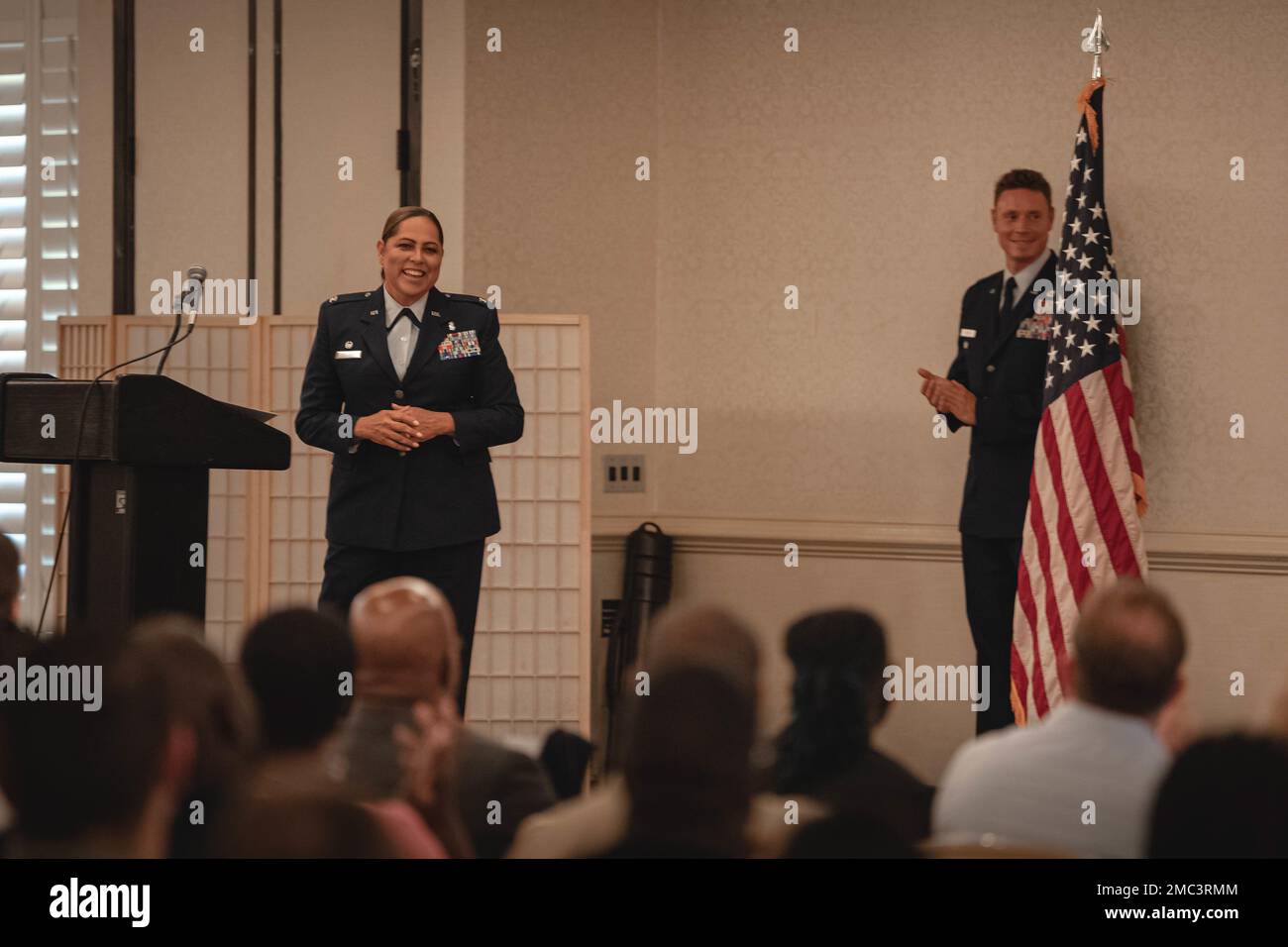U.S. Air Force Col. Anadis Collado, 628th Medical Group commander, thanks her family for ongoing ...