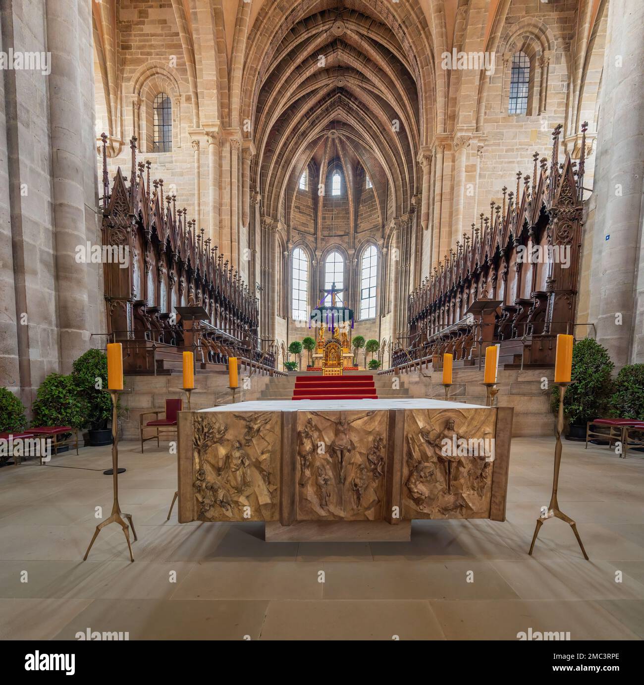 Nave and Altar at Bamberg Cathedral - Bamberg, Bavaria, Germany Stock ...