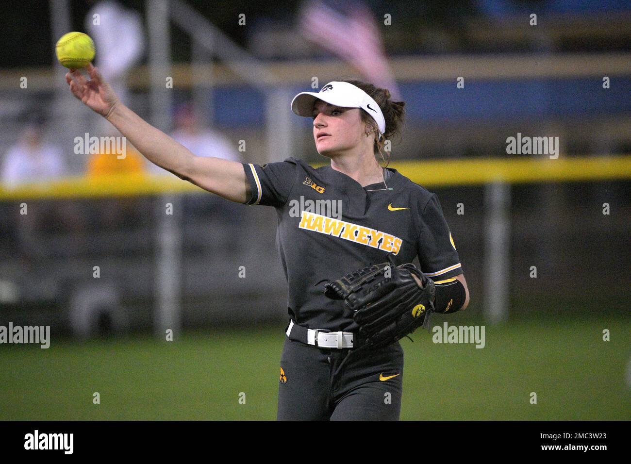 Iowa's Haley Downe (00) during an NCAA softball game against Notre Dame ...