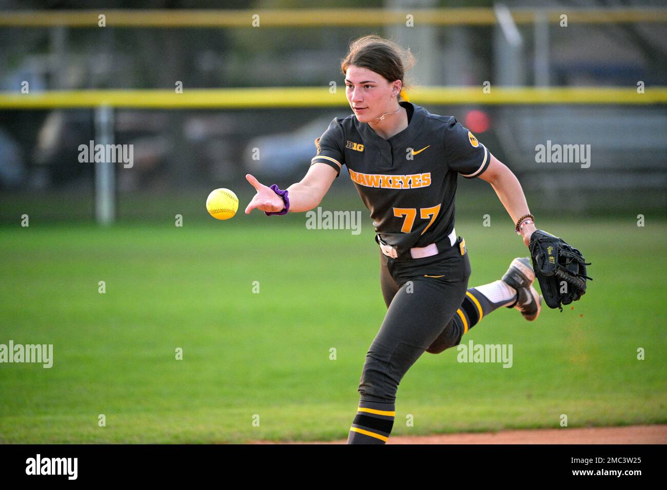 Iowa infielder Maggie Vasa (77) during an NCAA softball game against ...