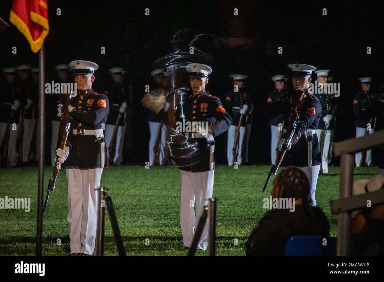 Marines with the Silent Drill Platoon, conduct their “long-line ...