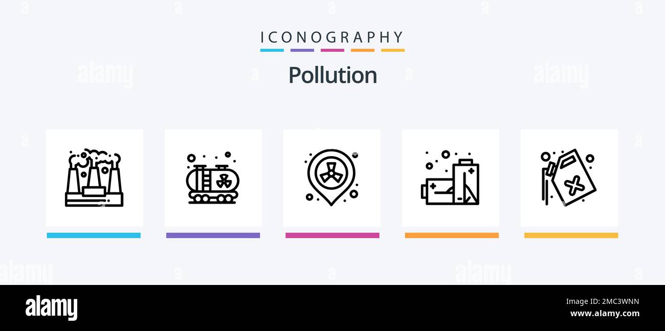Pollution Line 5 Icon Pack Including environment. waste. placeholder. pollution. gas. Creative ...