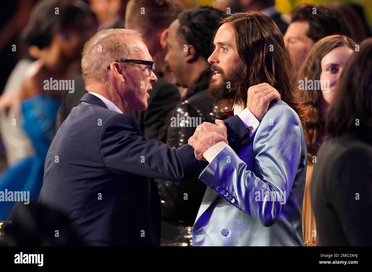 Michael Keaton, left, and Jared Leto seen in audience at the 28th annual Screen Actors Guild ...