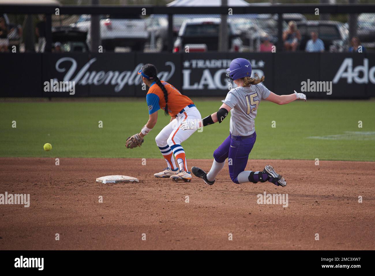 Emily Phillips coming in hot to second base for a double during The UCF ...