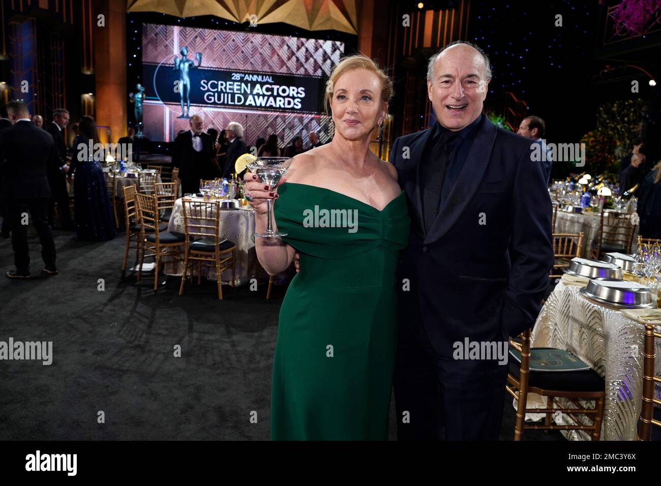 J. Smith-Cameron, left, and Peter Friedman attend the 28th annual ...