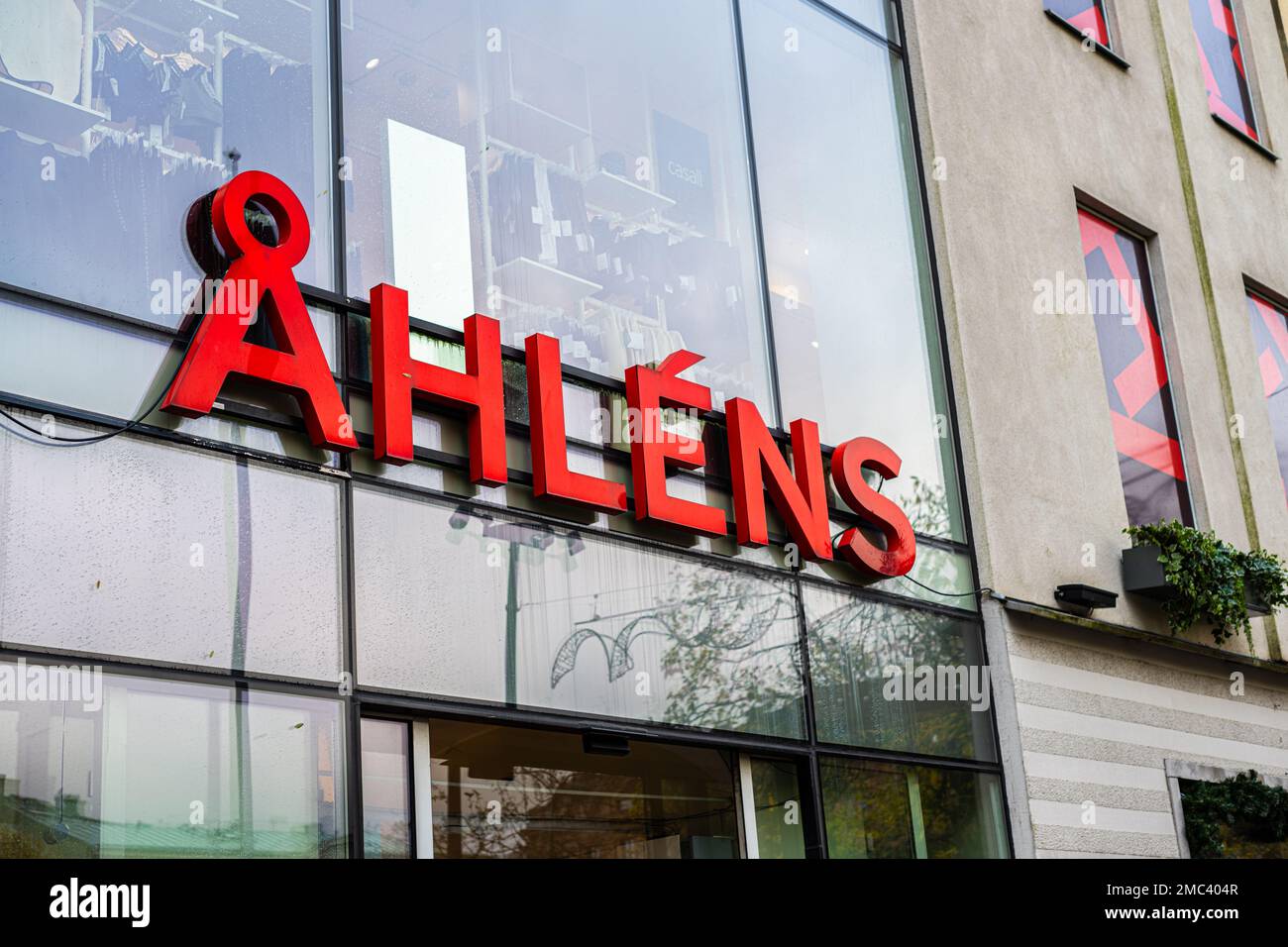 Gothenburg, Sweden - november 06 2022: Åhléns logo on the exterior of a ...
