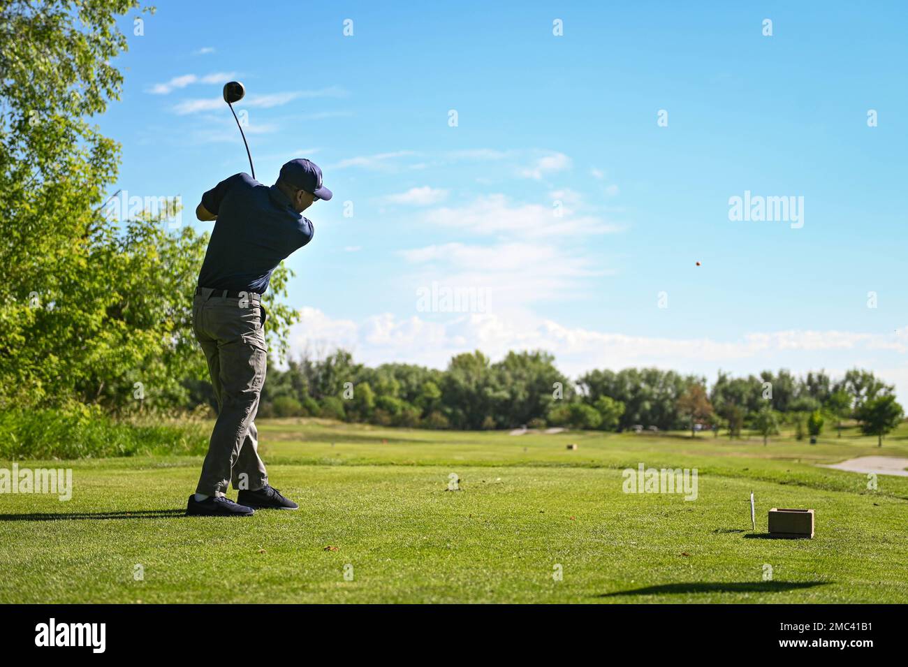 Col Marcus Jackson, Space Base Delta 2 commander, takes a swing during ...