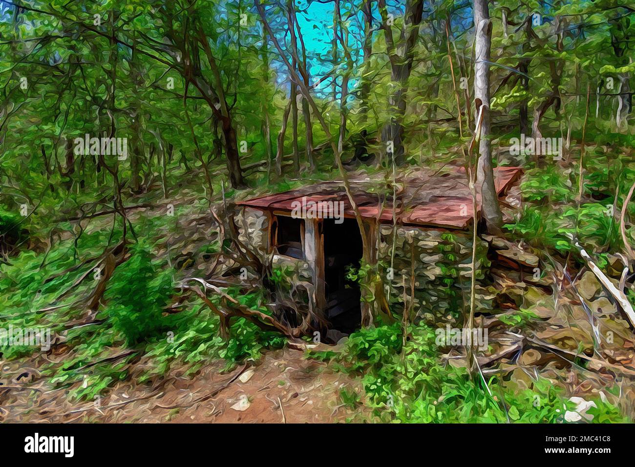 Digitally created watercolor painting of Historic cellar at the Snead ...