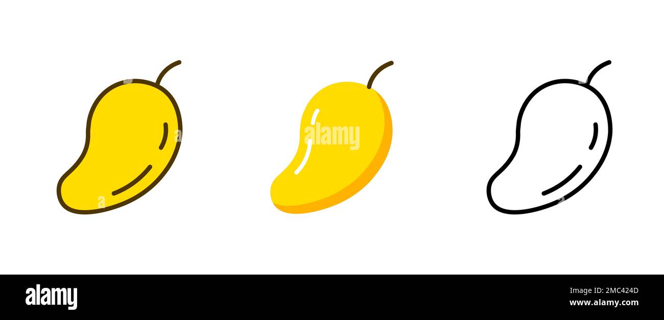 Mango flat vector fruit icon. Simple label cartoon mango line design ...