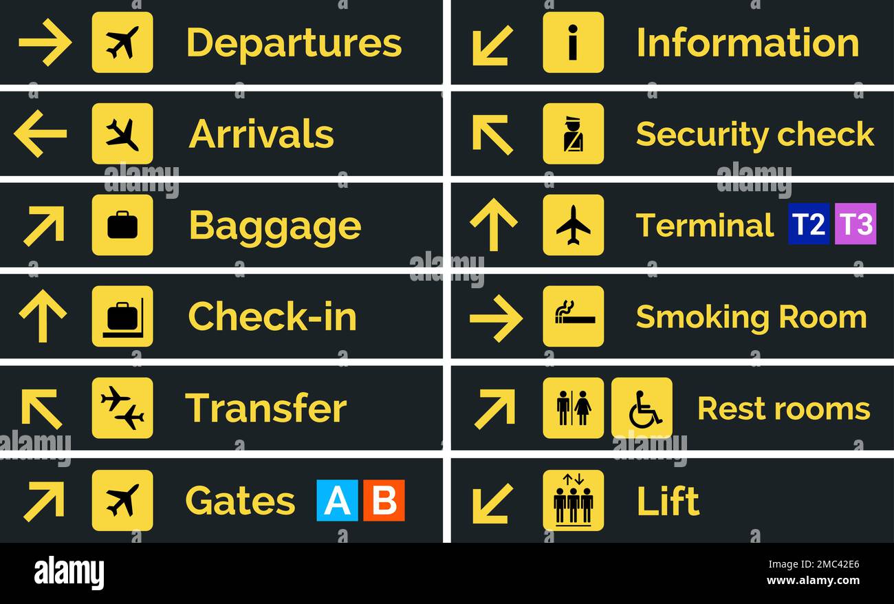 Airport sign departure arrival travel icon. Vector airport board ...