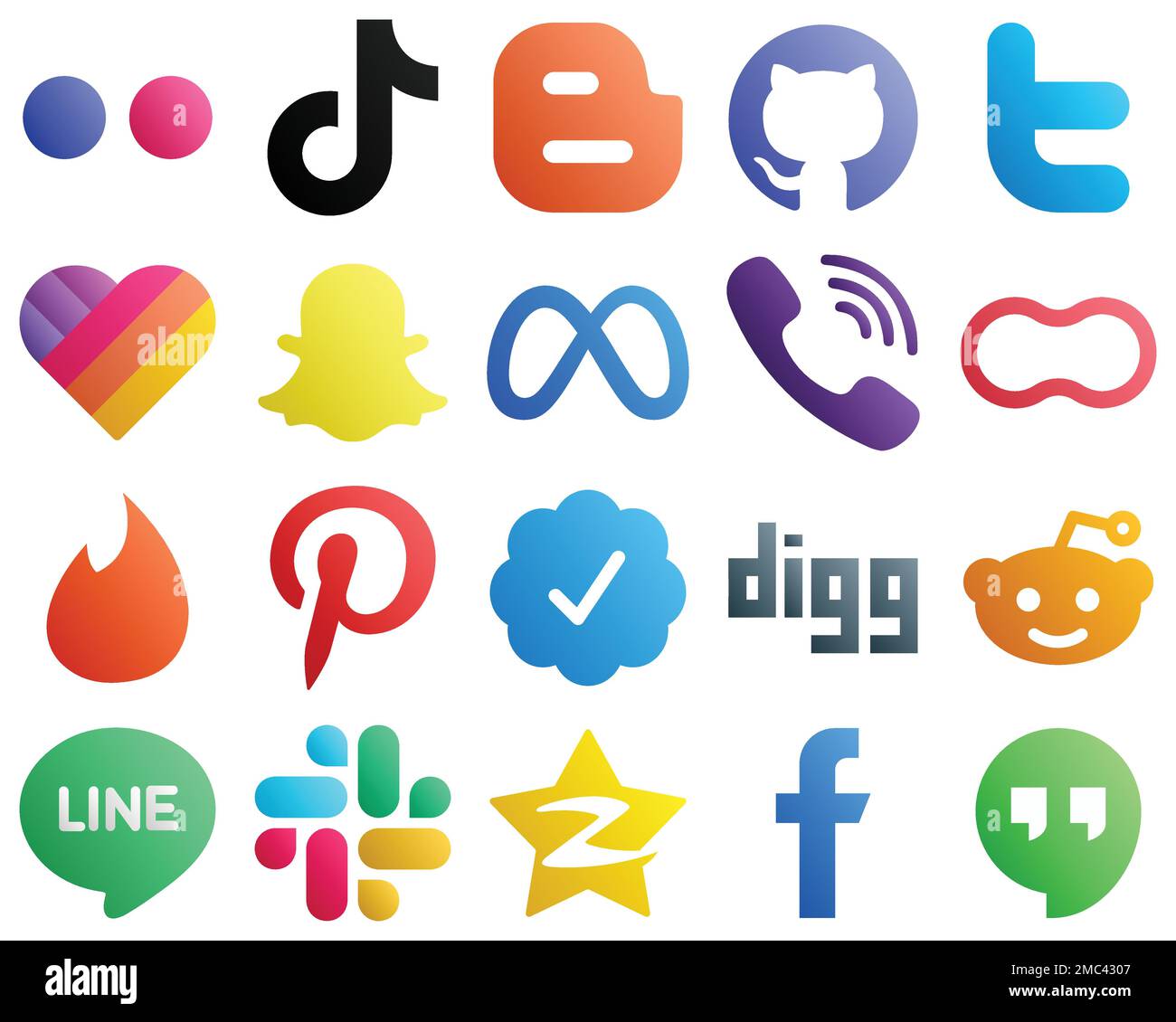 Gradient Social Media Brand Icons 20 pack such as rakuten. facebook ...
