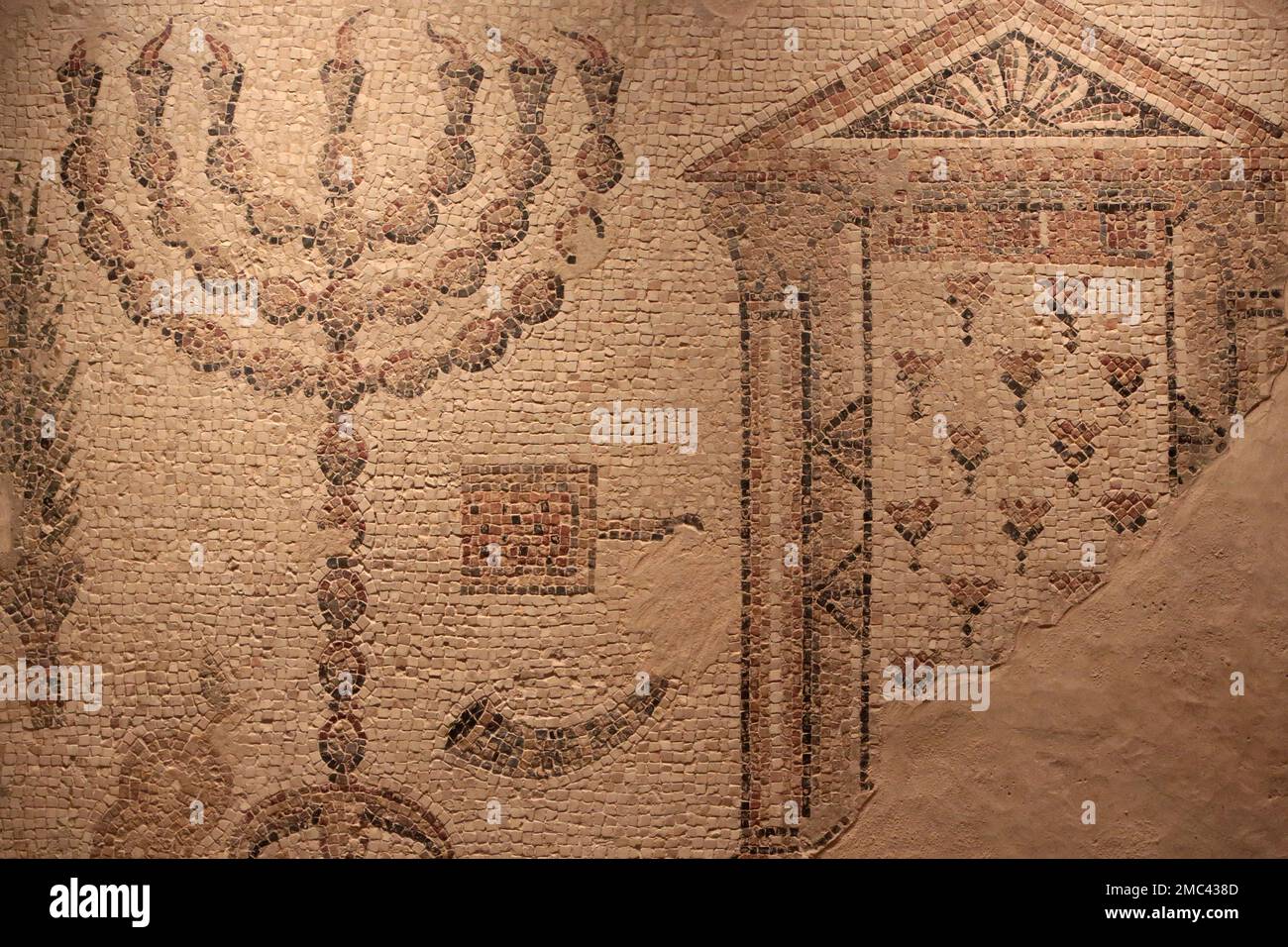Synagogue de Beth Alpha et Ménorah. Mosaïques. Israël. 6ème siècle ...