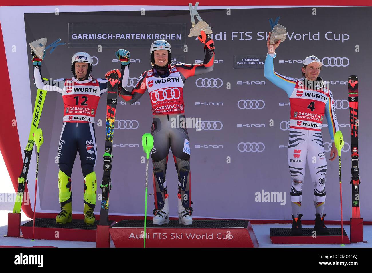 From left, second placed Britain's Dave Ryding, the winner Norway's ...