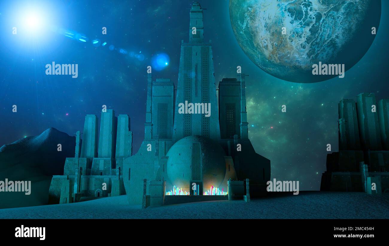 Fantasy landscape, explorer and archaeologist. Ancient civilizations ...