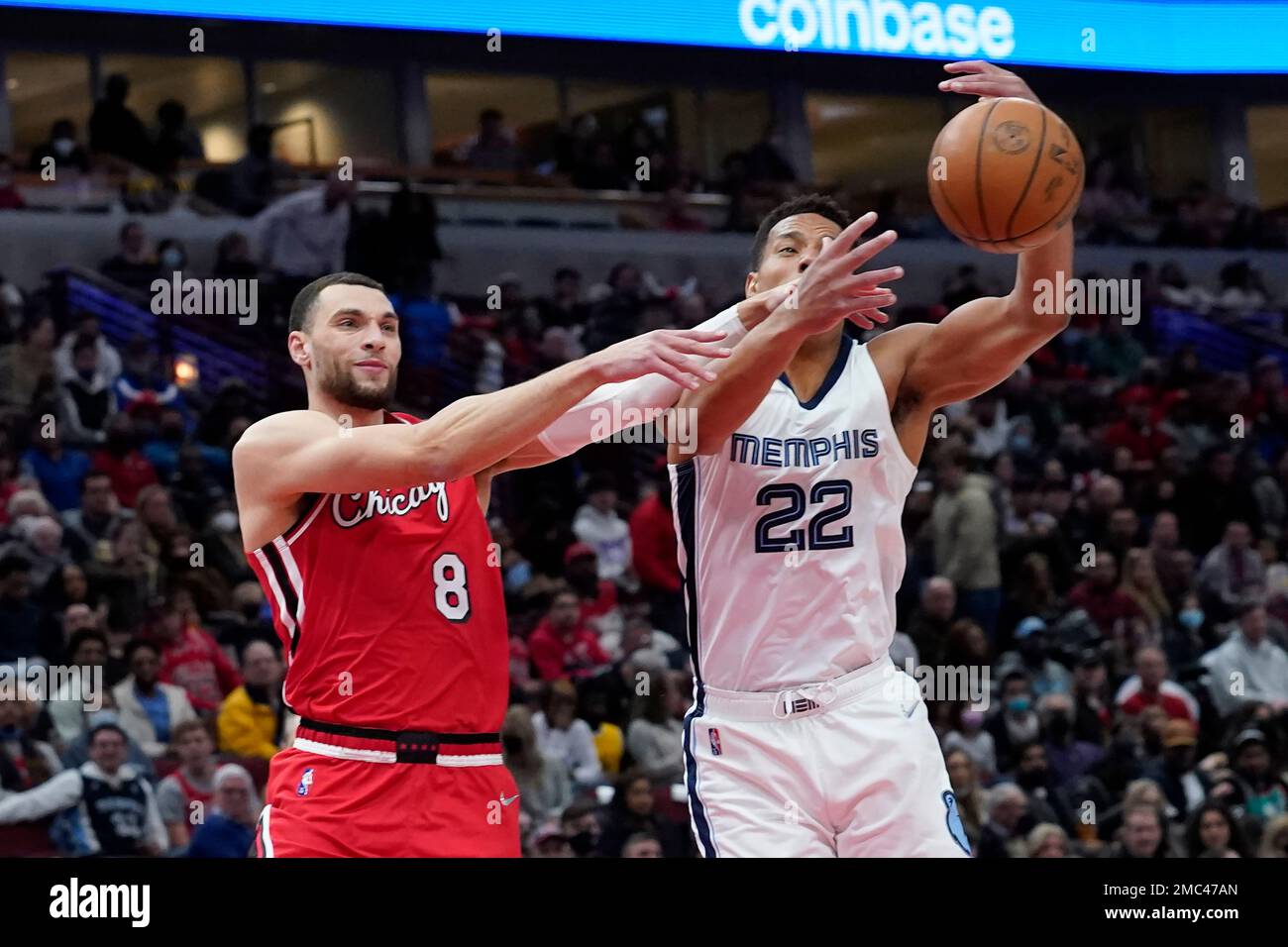 Memphis Grizzlies' Desmond Bane (22) intercepts a pass intended for ...