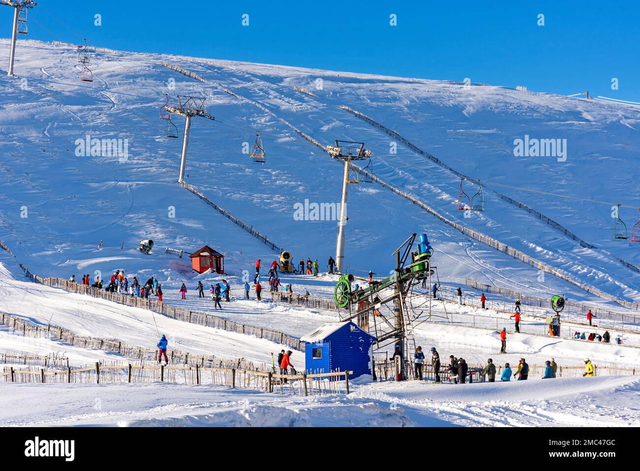Lecht Ski Centre Cairngorms National Park Scotland deep snow colourful ...