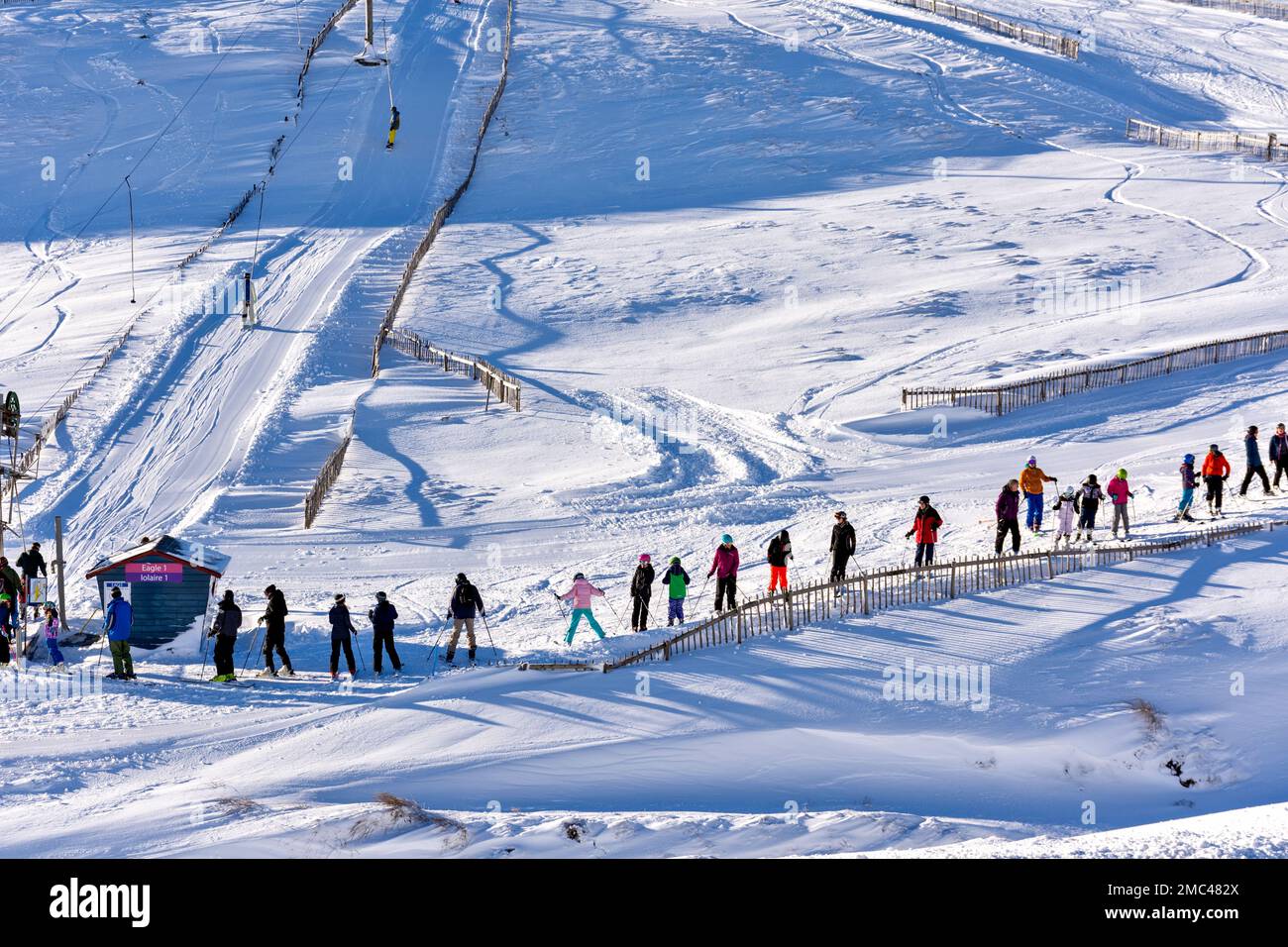 Lecht Ski Centre Cairngorms National Park Scotland line of colourful ...