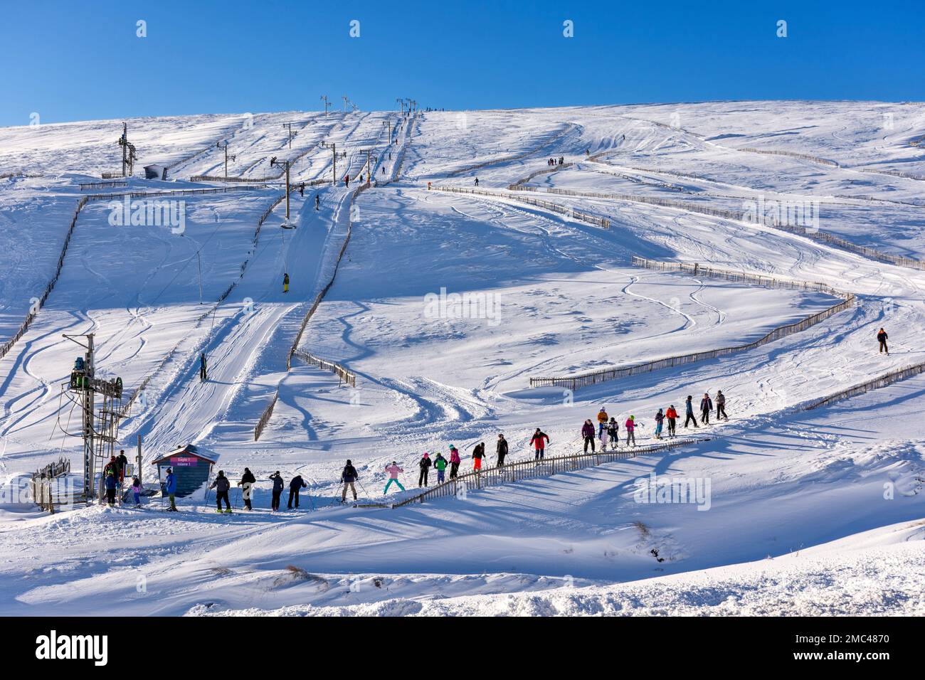 Lecht Ski Centre Cairngorms National Park Scotland long line of ...