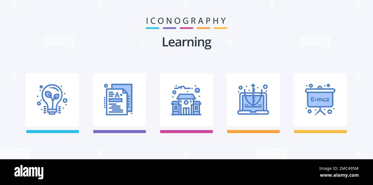 Learning Blue 5 Icon Pack Including physics formula. board. building ...