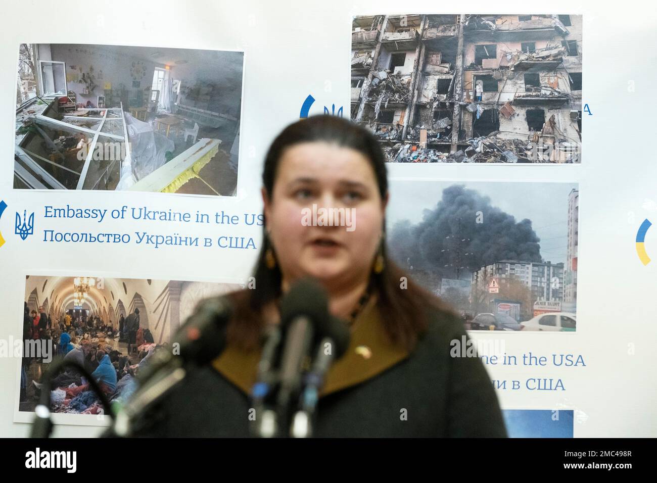 Ukraine's Ambassador to the United States Oksana Markarova speaks ...