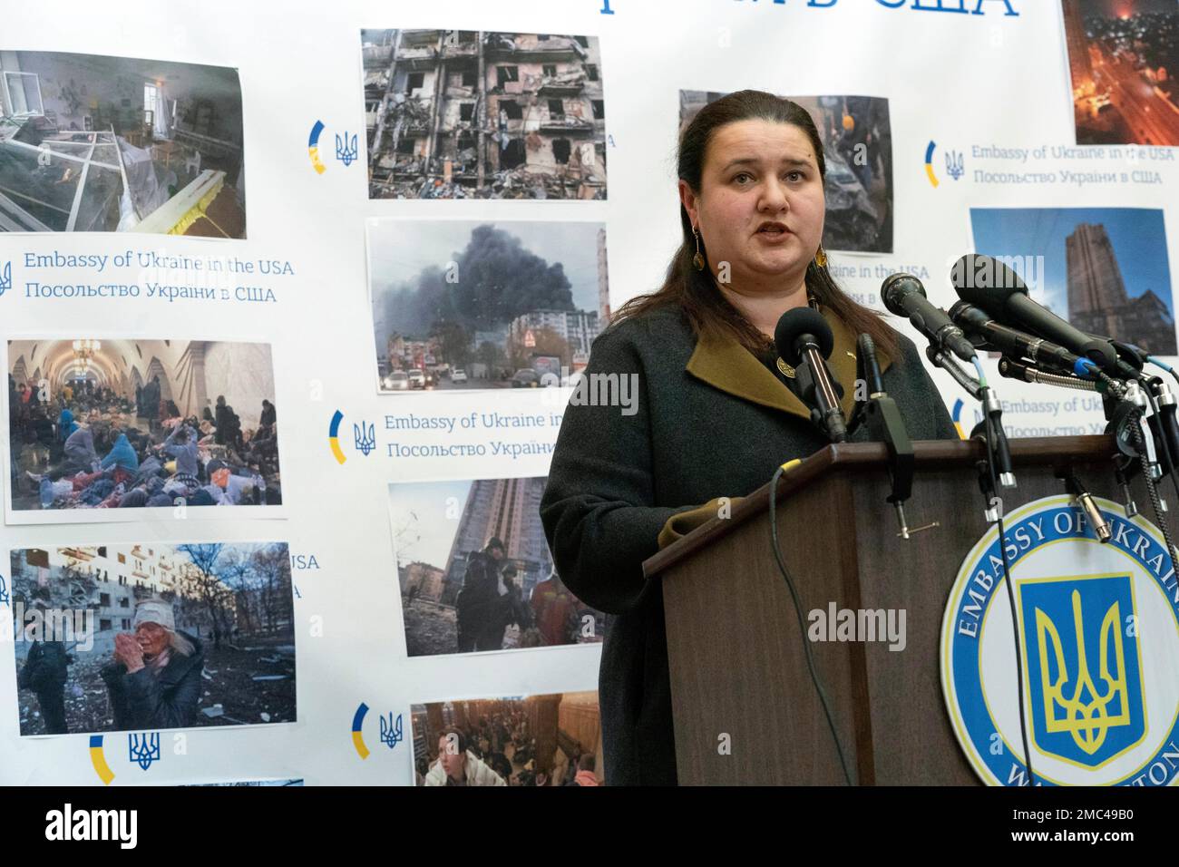Ukraine's Ambassador to the United States Oksana Markarova speaks ...