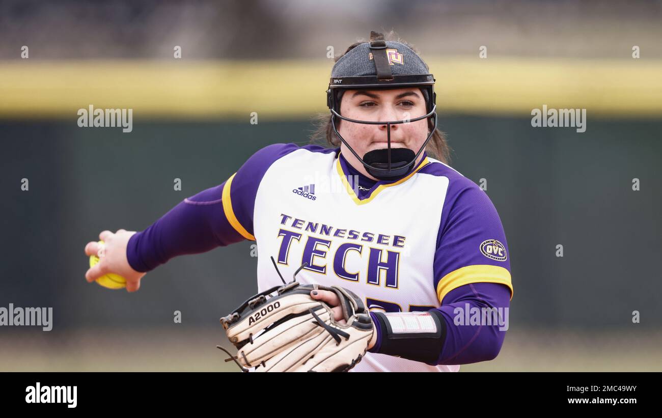 Tennessee Tech's Tyler Erwin throws to a batter during an NCAA college ...
