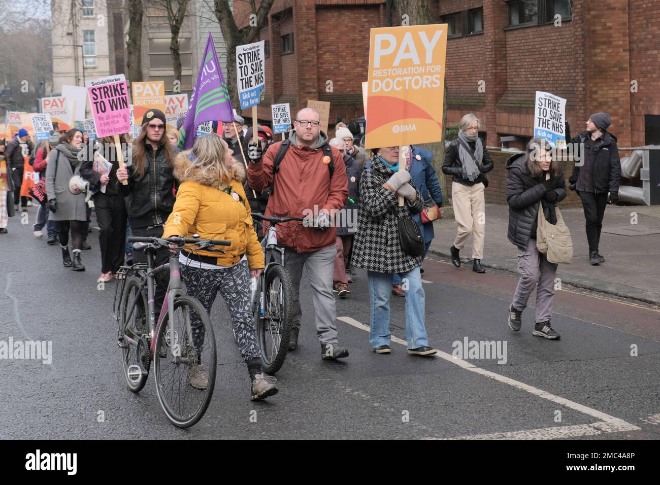 Bristol, UK. 21st Jan, 2023. The Protect the NHS group and Junior ...