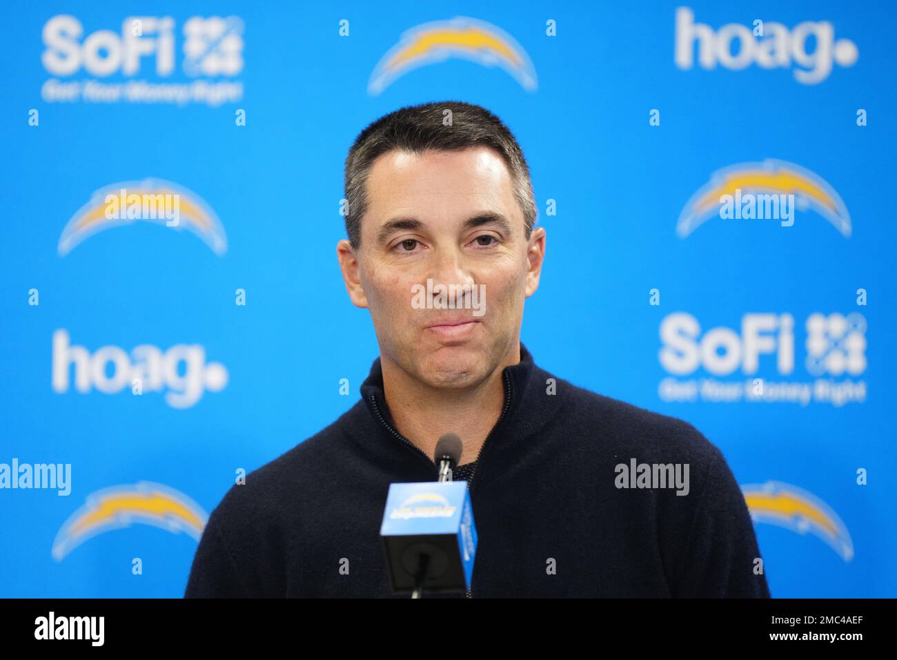 Los Angeles Chargers general manager Tom Telesco speaks at a press ...