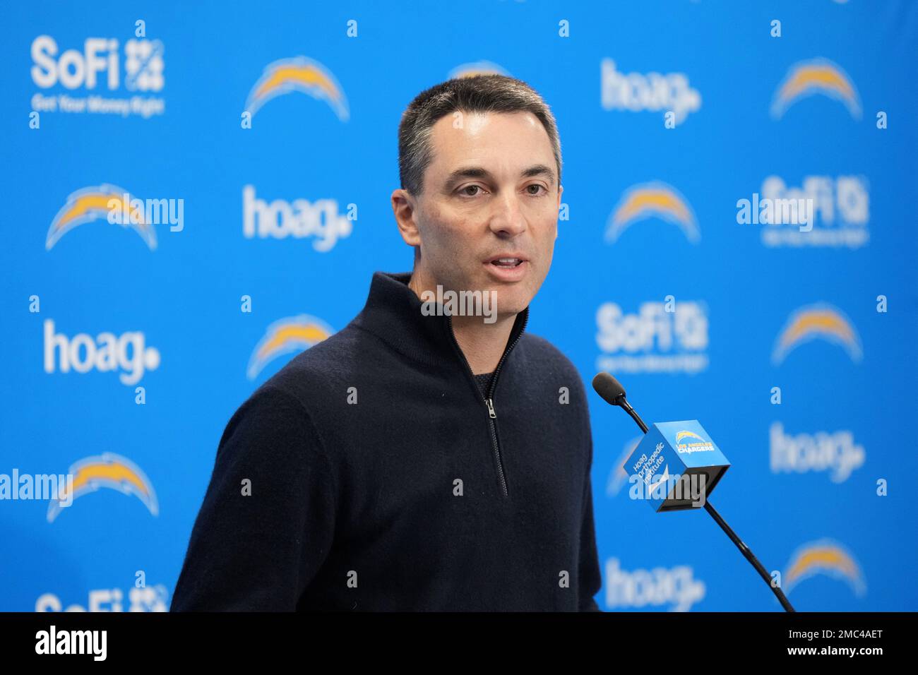 Los Angeles Chargers general manager Tom Telesco speaks at a press ...