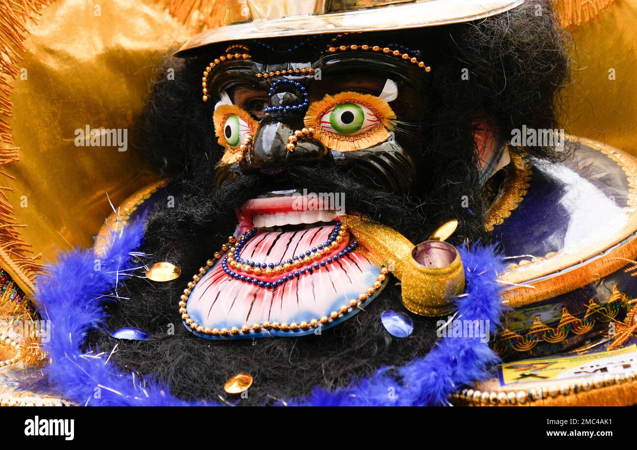A dancer performs in the traditional "Morenada" dance during Carnival ...