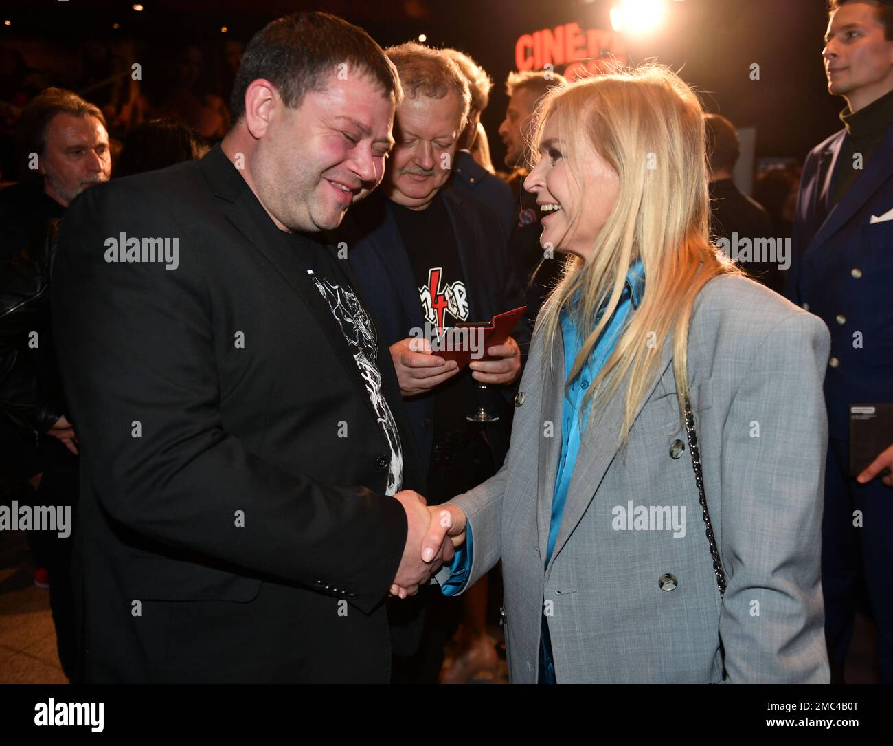 Warsaw, Poland. 19th Jan, 2022. Actor Sasza Reznikow (L) and Journalist ...