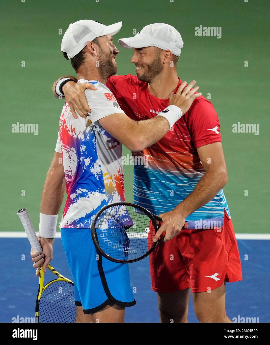 Tim Puetz of Germany and Michael Venus of New Zealand celebrate after ...