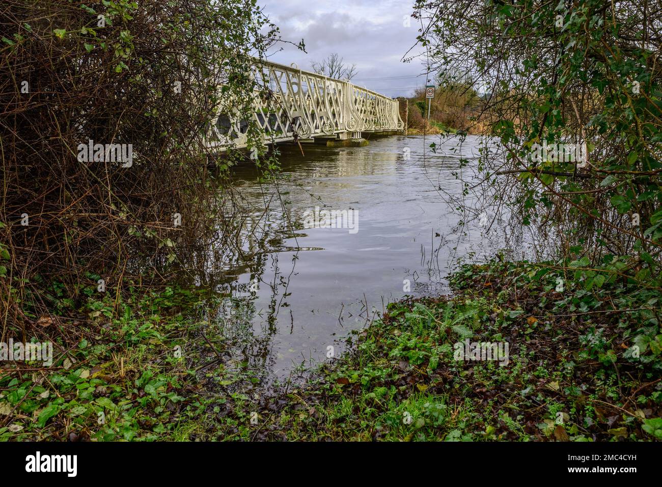 White iron bridge over River Avon, Breamore to Woodgreen, Hampshire ...