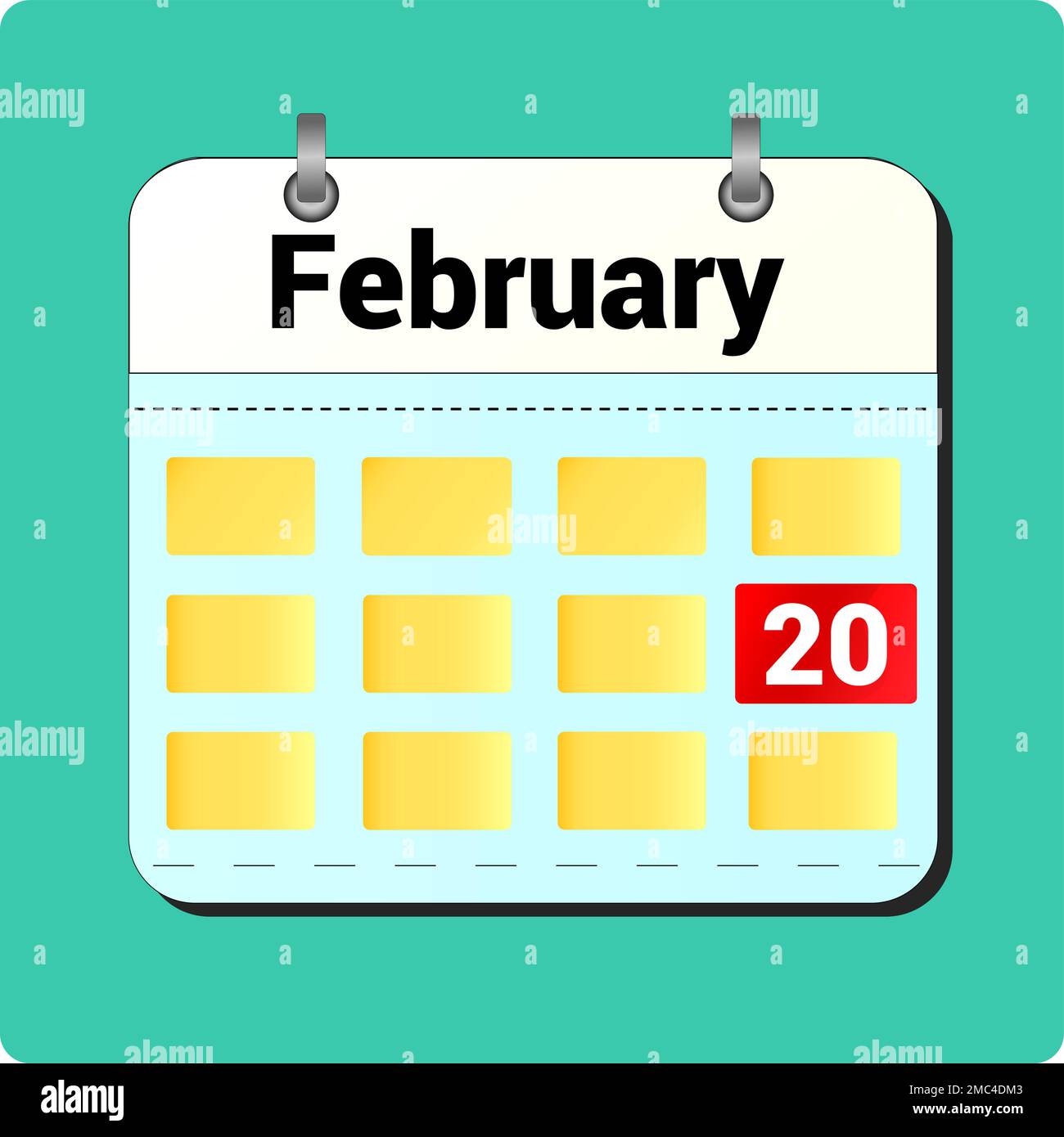 calendar vector drawing, date February 20 on the page Stock Vector ...