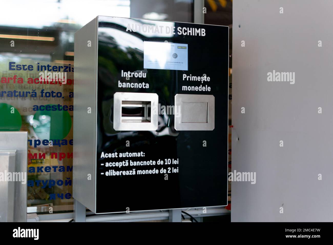 Chisinau, Moldova - October 14, 2022: Coin exchange machine for ...