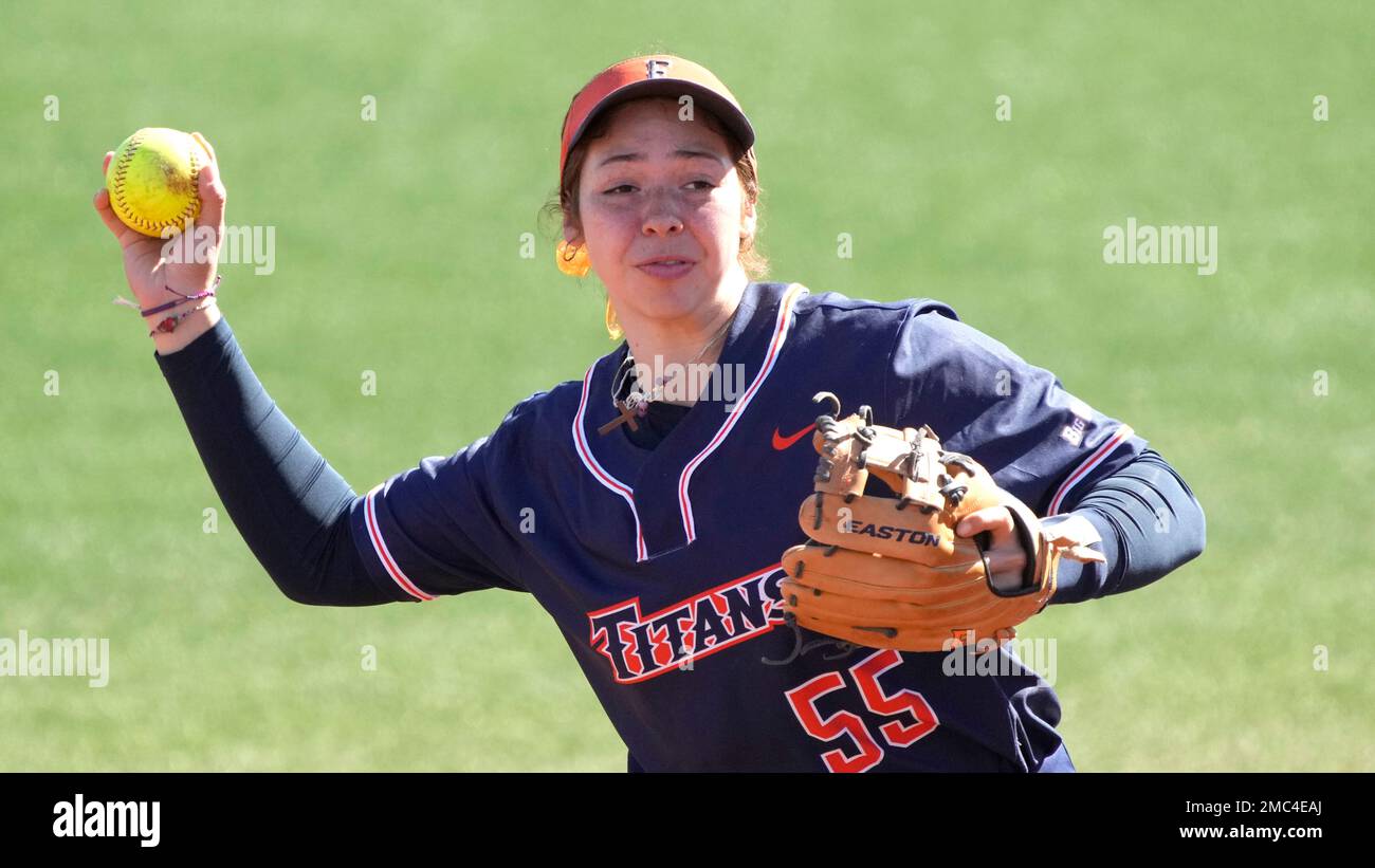 Cal State Fullerton infielder Madison Sanchez (55) during an NCAA ...