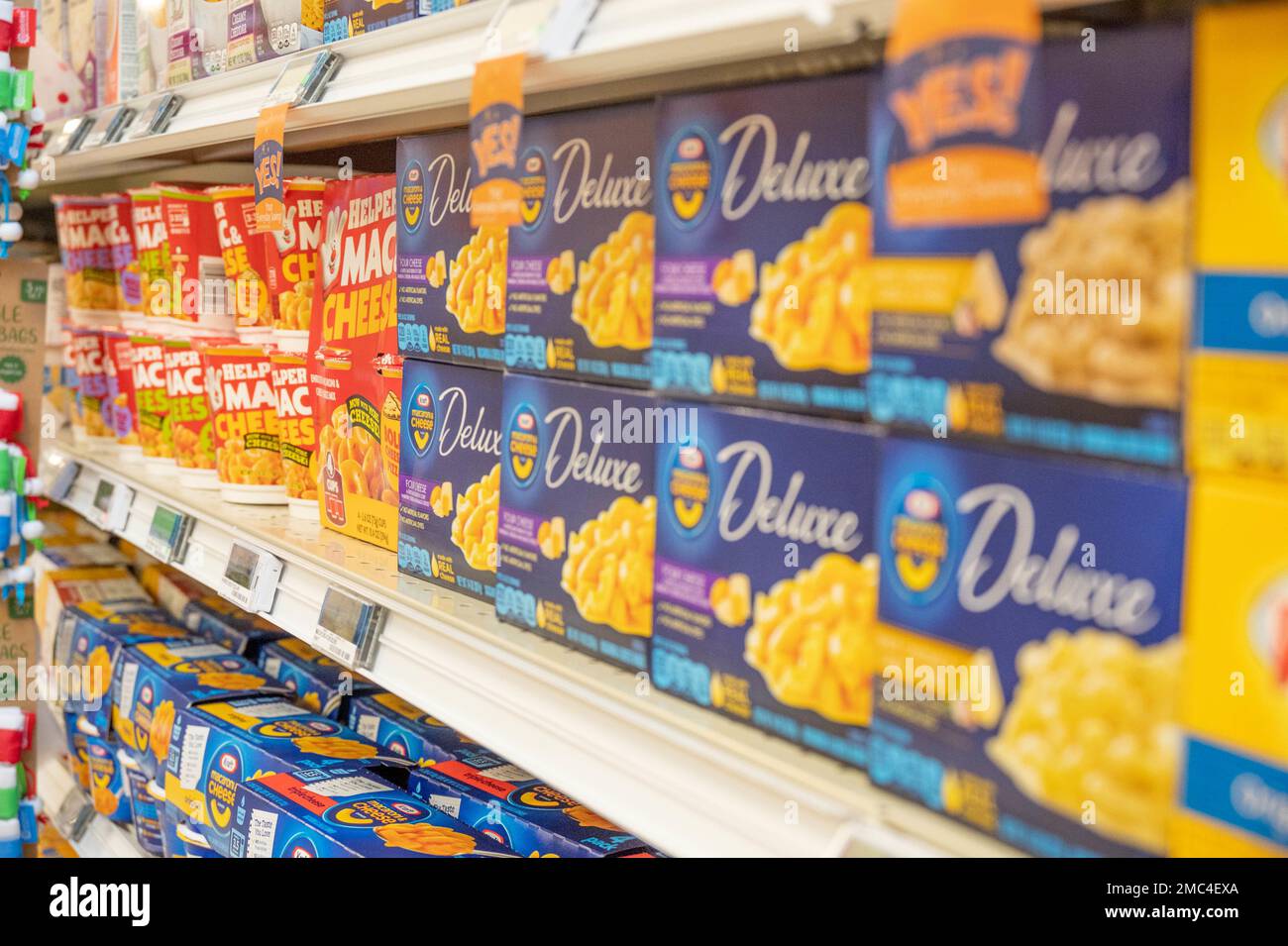 Shelves of staple food items are stocked on Fort Jackson commissary ...