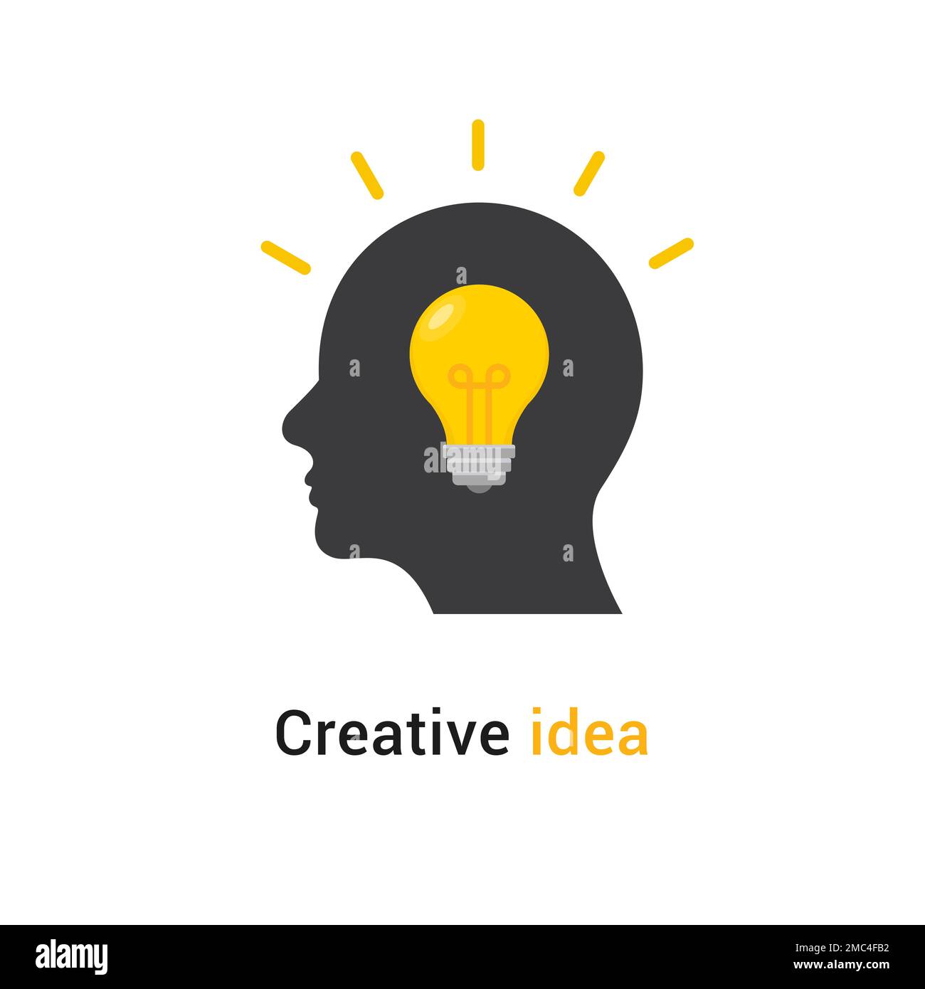 Brain think idea mind head vector icon. Man face human head creative ...