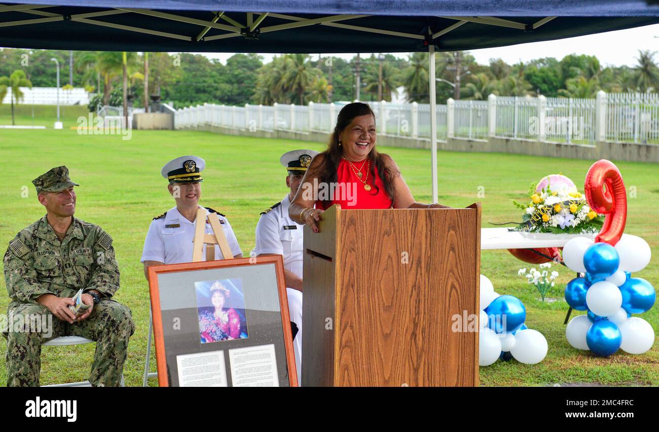 PITI, Guam (June 24, 2022) Debbie Peredo Lujan gives remarks honoring ...
