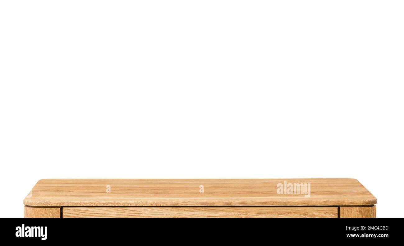 Wooden table top surface isolated over white background. Solid wood ...