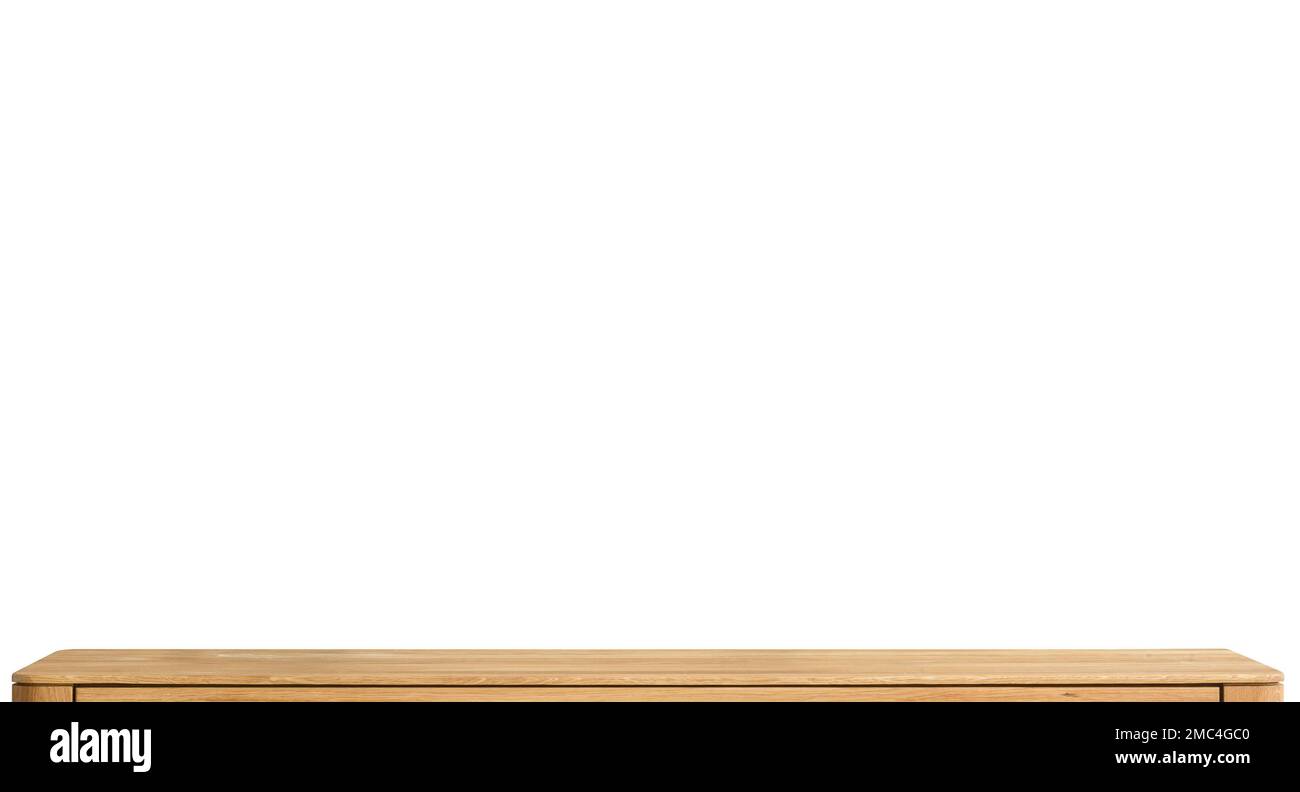 Wooden table top surface isolated over white background. Solid wood ...