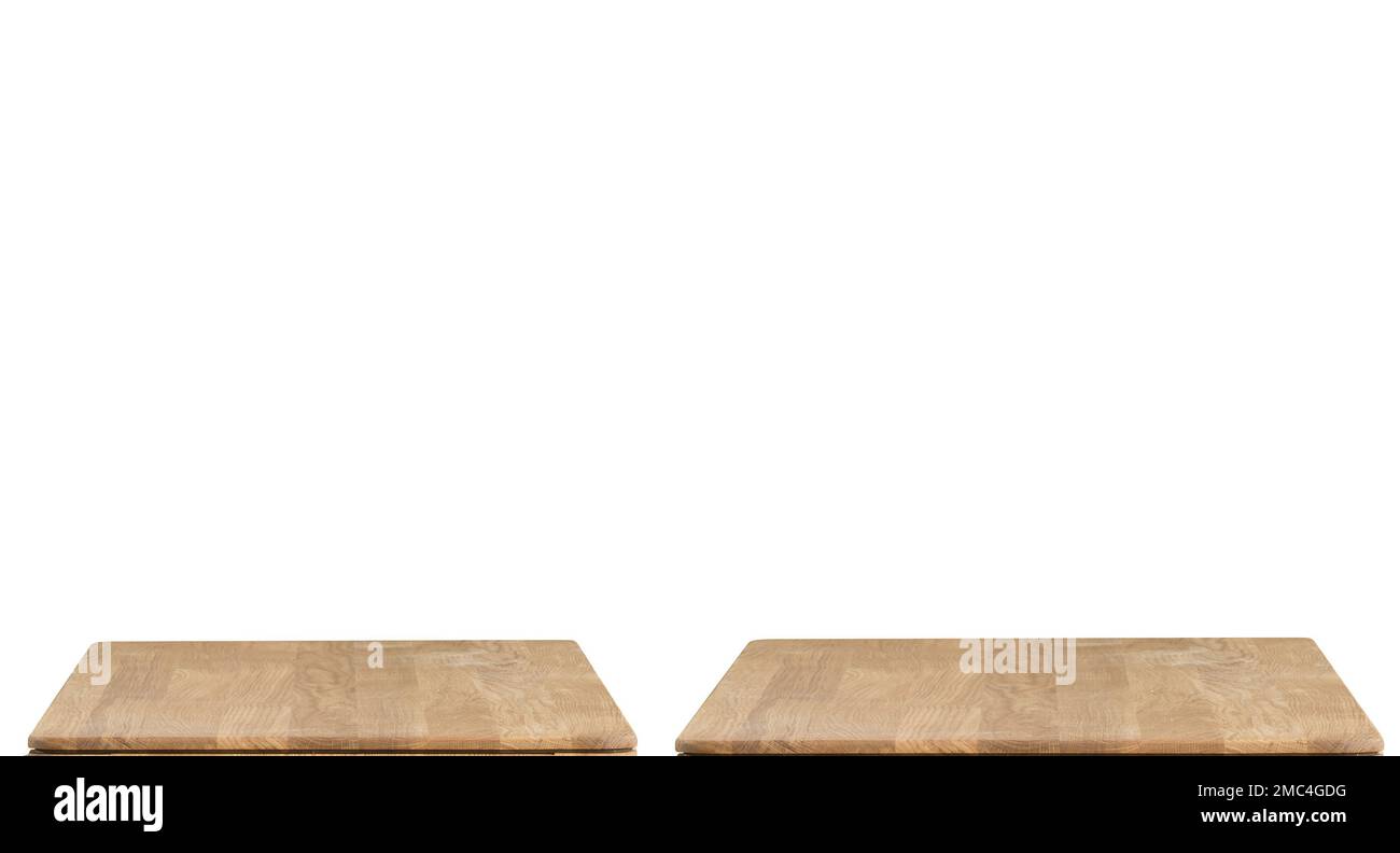 Wooden table top surface isolated over white background. Solid wood ...